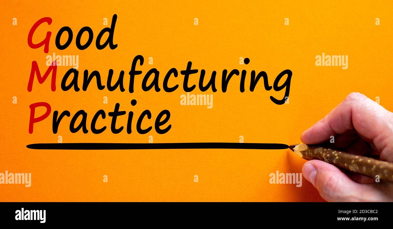Hand writing 'GMP, good manufacturing practice', isolated on beautiful ...