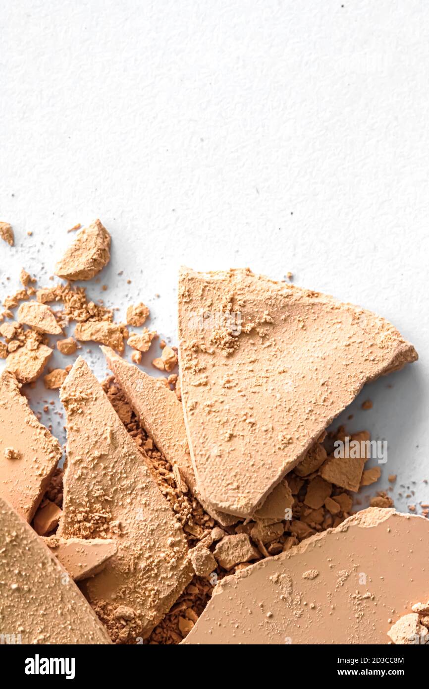 Beige eye shadow powder as makeup palette closeup isolated on white ...