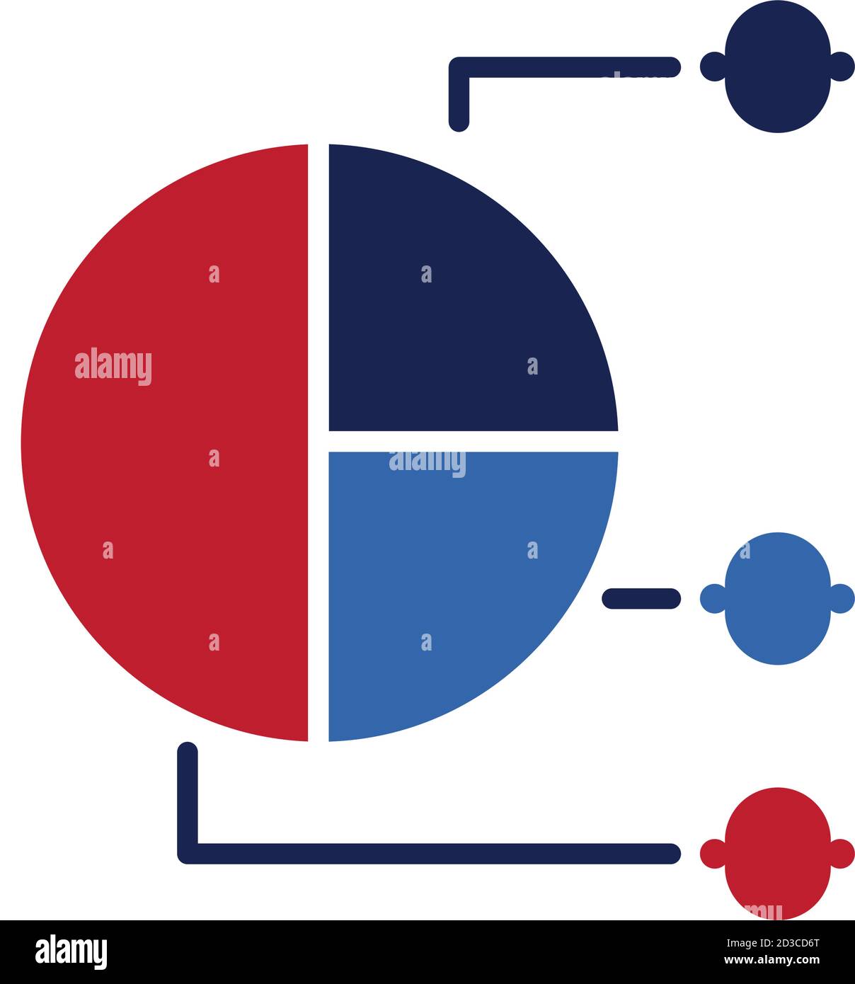 pie chart with people line and fill style icon design, Data analysis ...