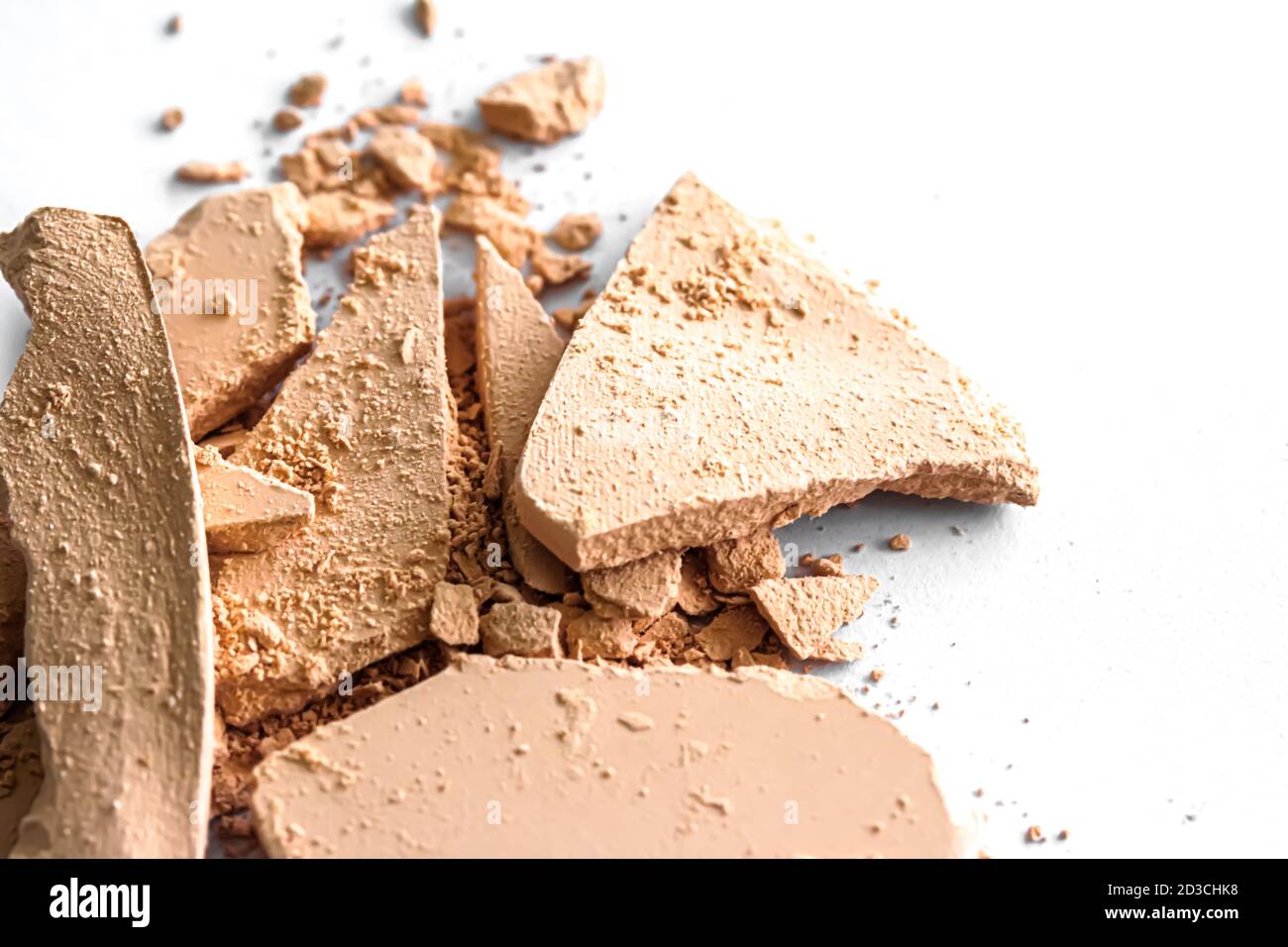 Beige eye shadow powder as makeup palette closeup isolated on white ...