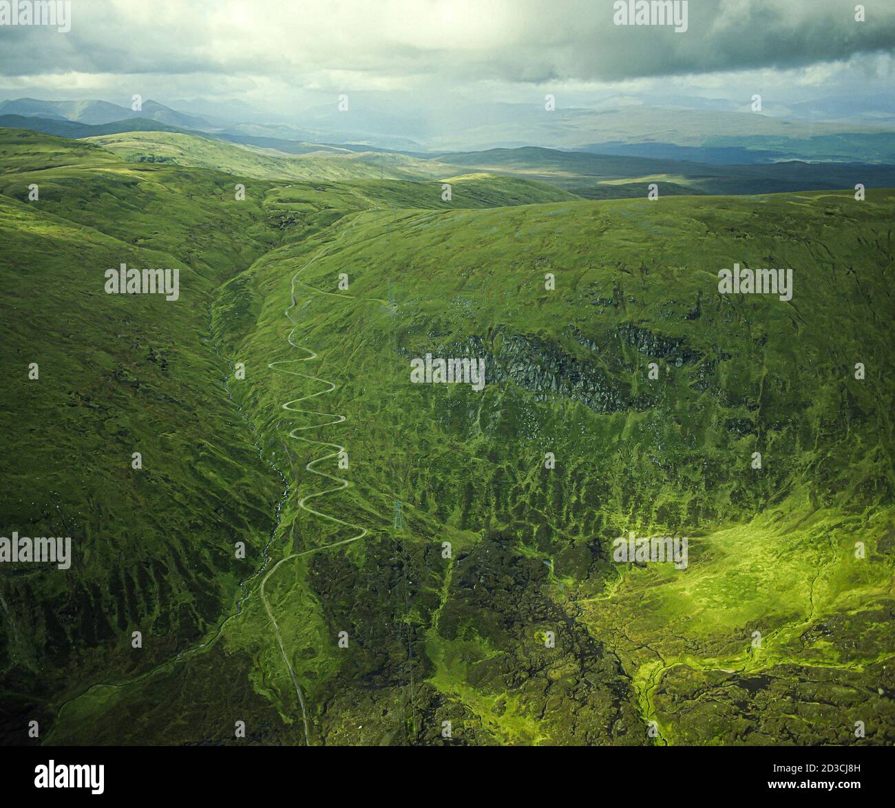 An aerial view of the Corrieyiarack Pass between Laggan and Fort ...