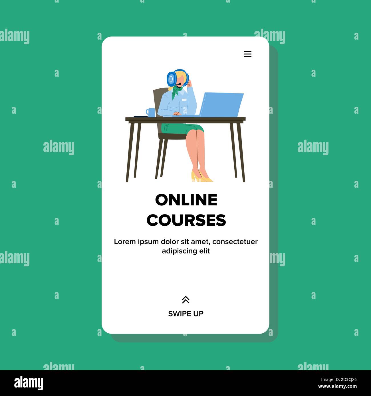 Woman Watching Online Courses Education Vector Stock Vector Image & Art ...