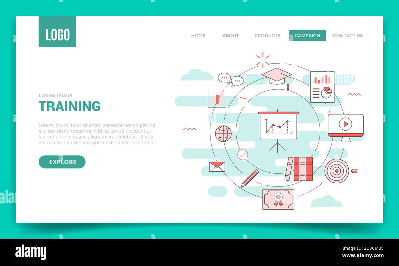 training team concept with circle icon for website template or landing ...