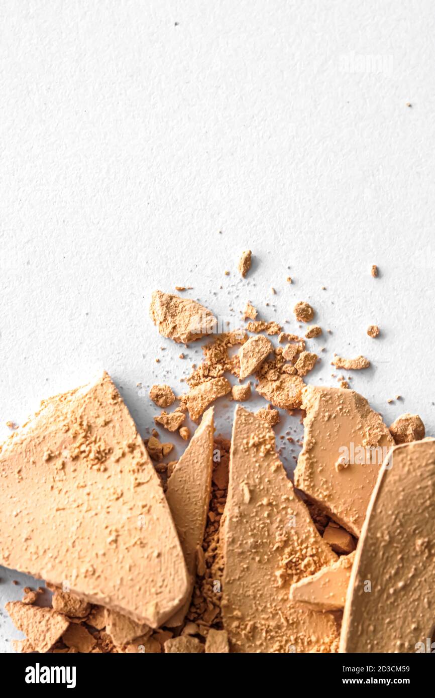 Beige eye shadow powder as makeup palette closeup isolated on white ...