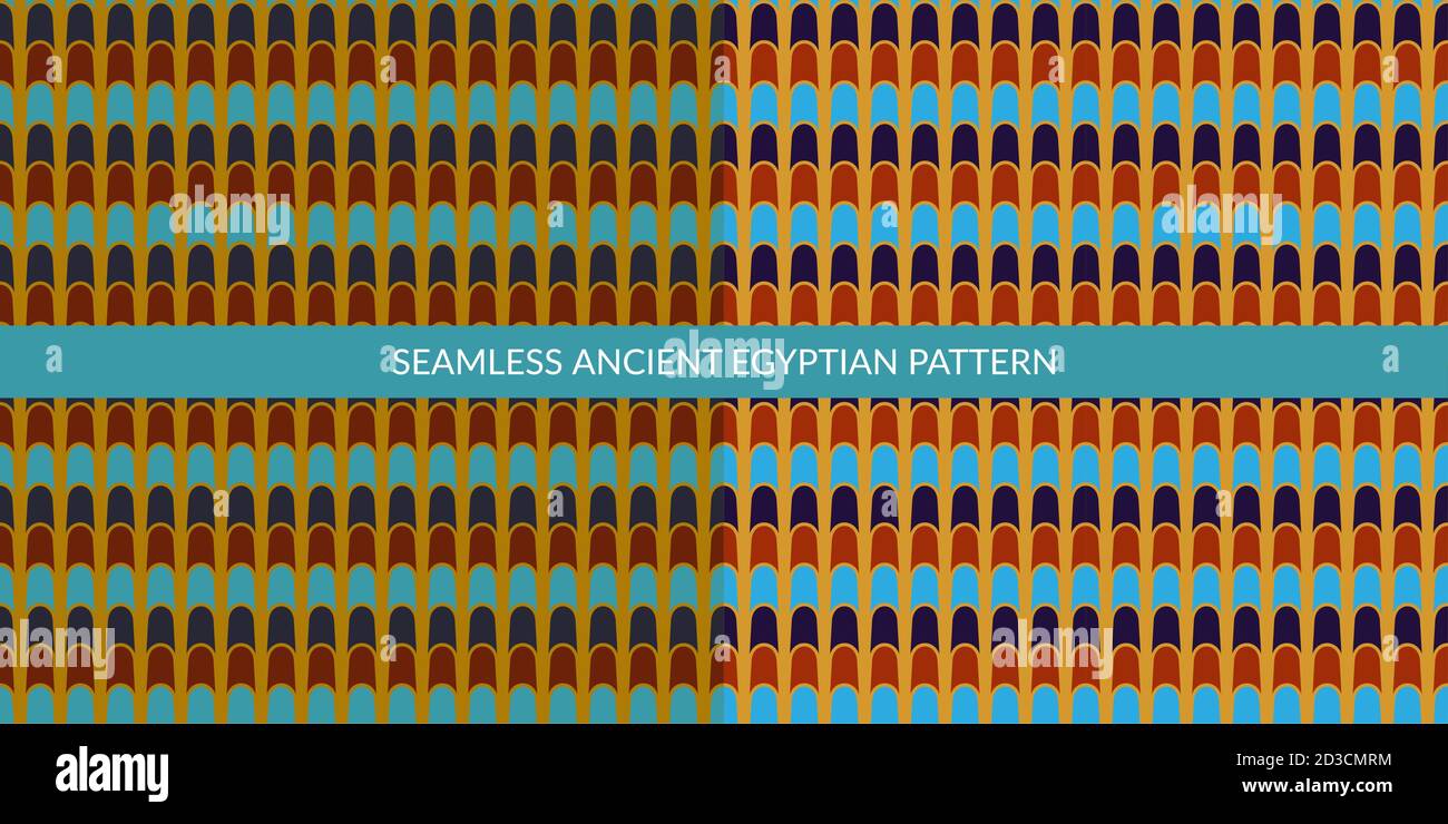 Seamless Ancient Egyptian Geometric Pattern Set Vector Illustration ...