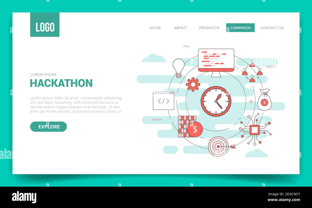 hackathon concept with circle icon for website template or landing page banner homepage Stock ...