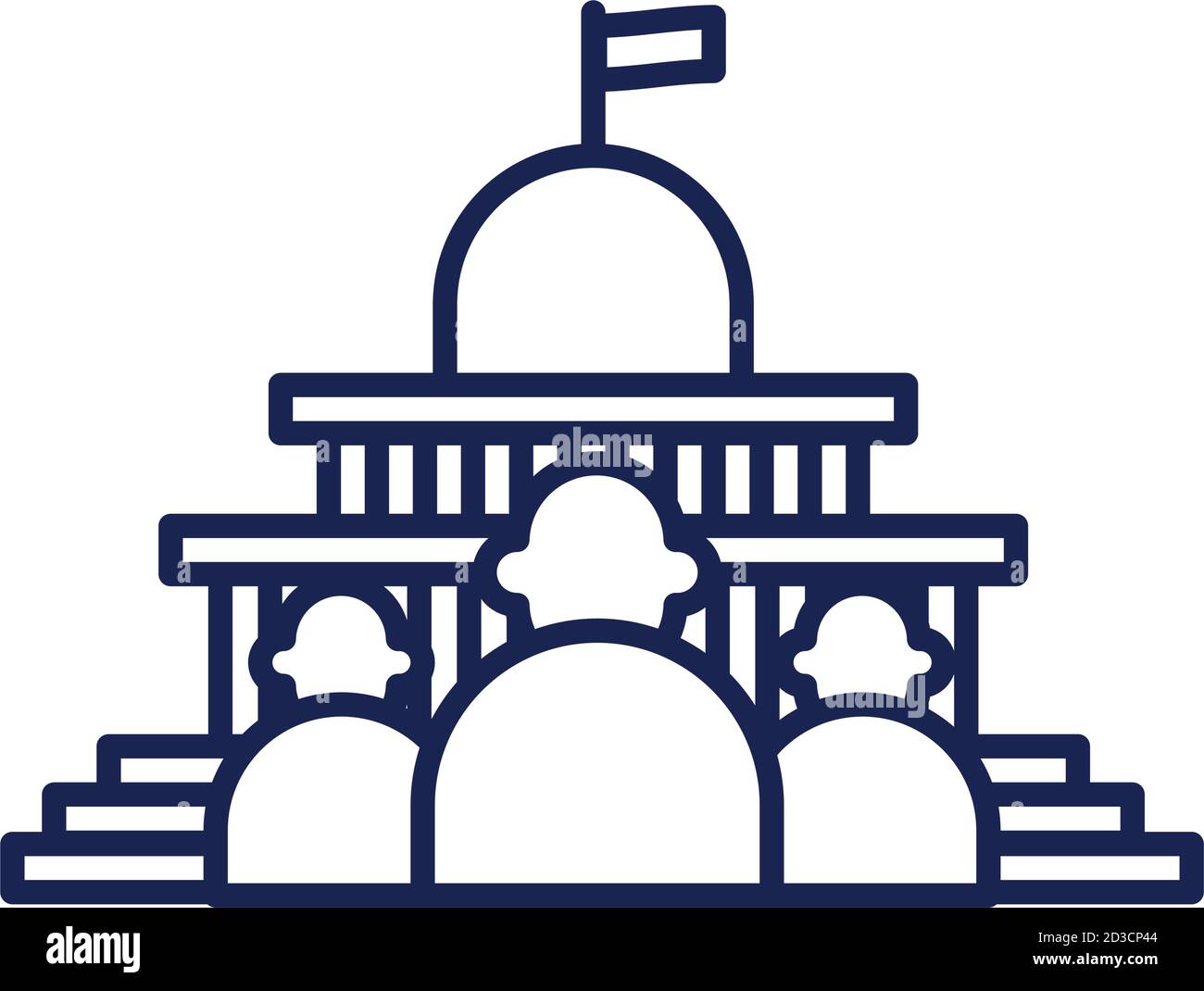 Usa building with flag and people line style icon design, United states ...