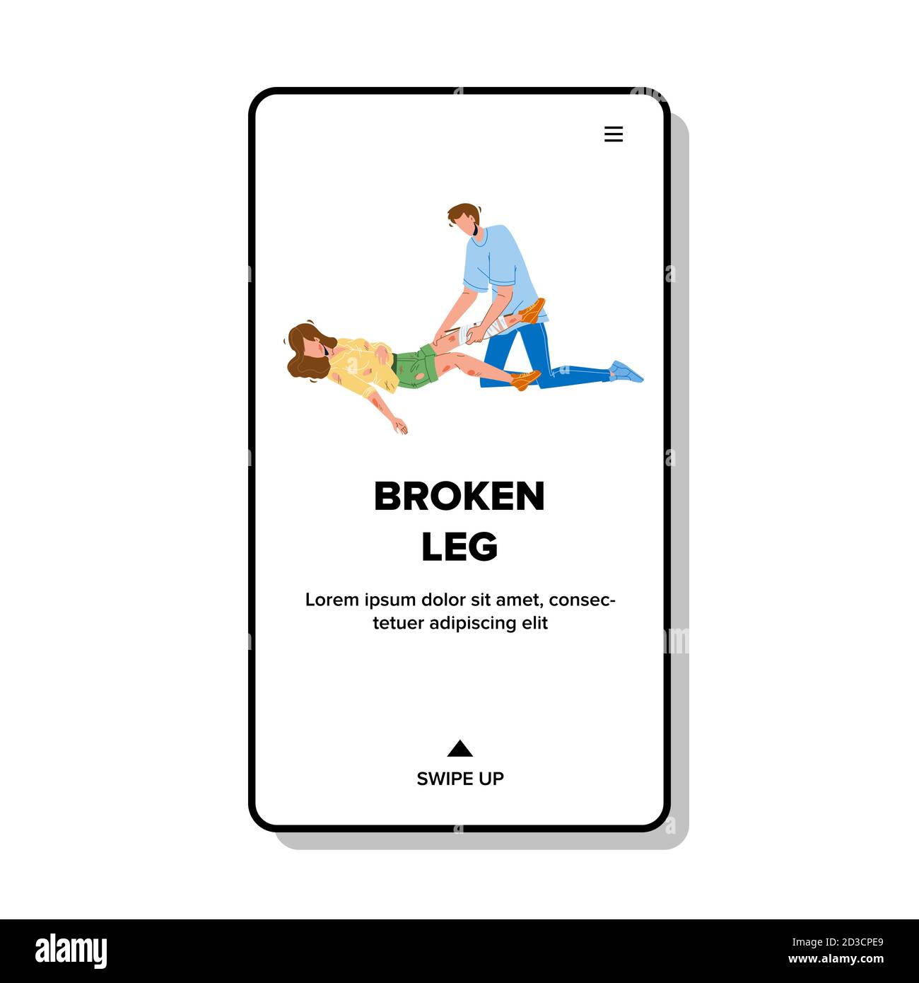 Woman With Broken Leg Trauma Bandaging Man Vector Stock Vector Image ...