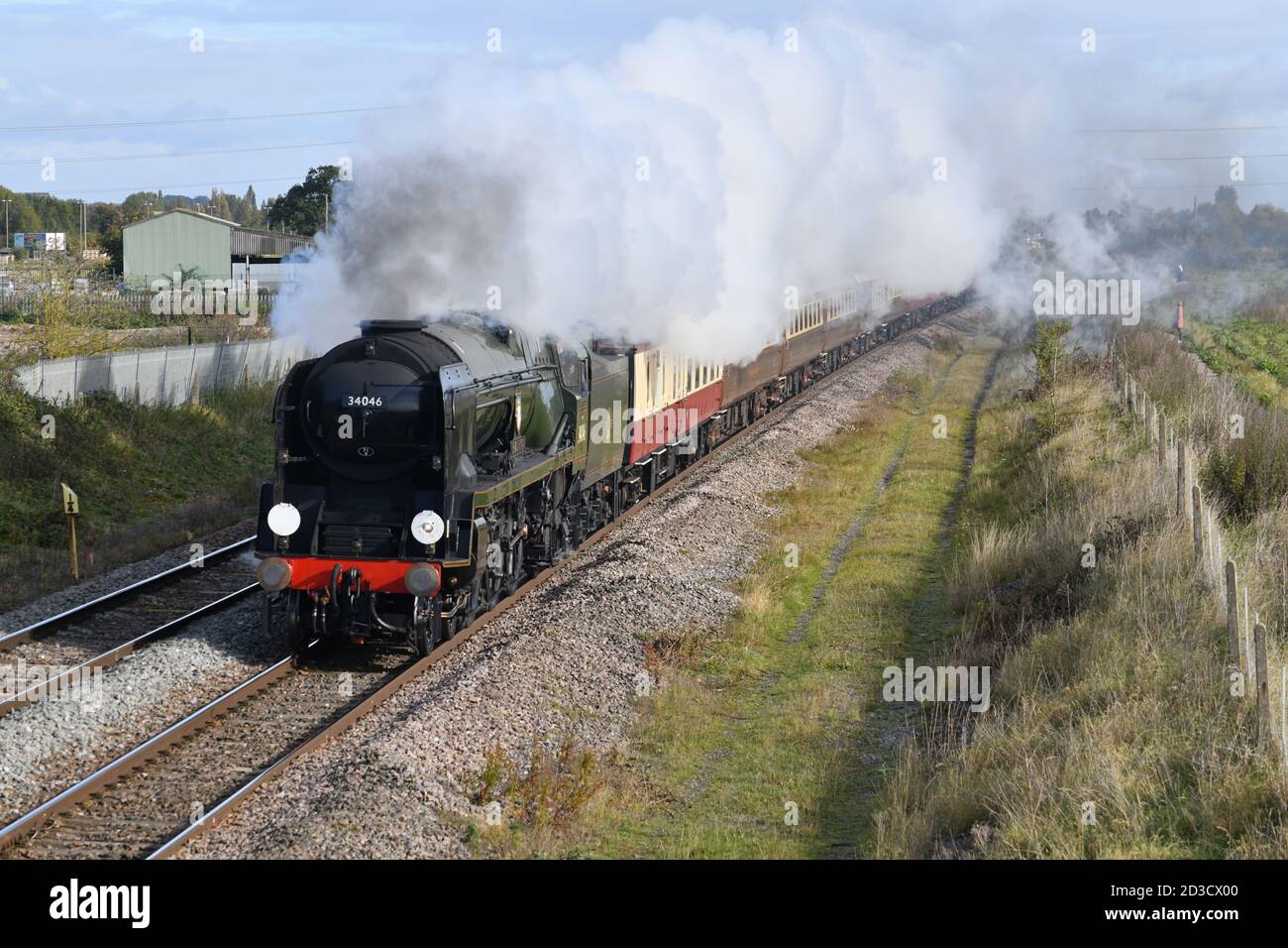 Bulleid West Country Class Steam Locomotive 34046 Braunton working the ...