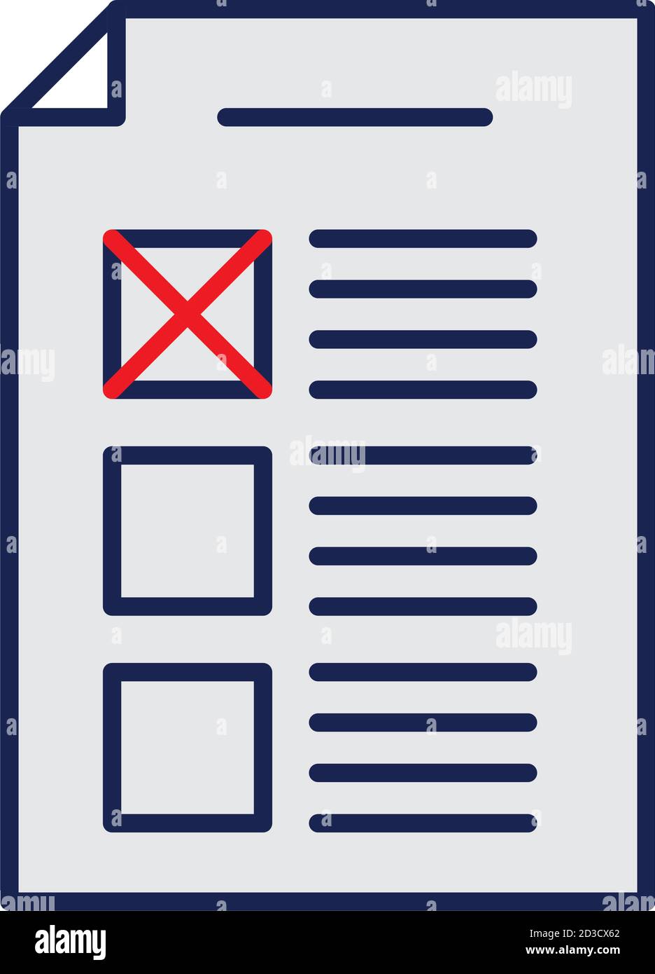 Vote paper with cross mark line and fill style icon design, President ...