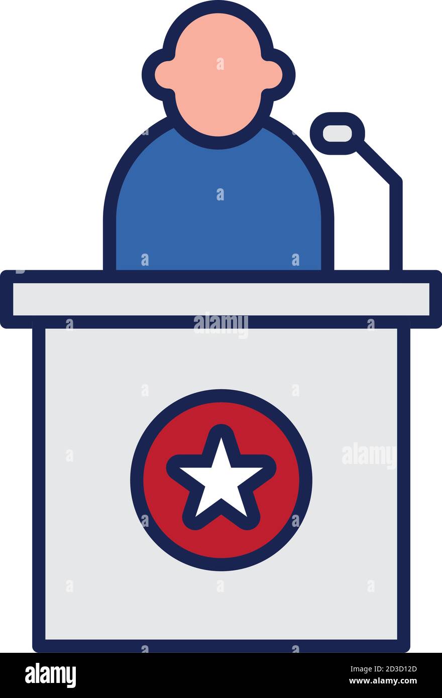 president on podium with star line and fill style icon design, election ...