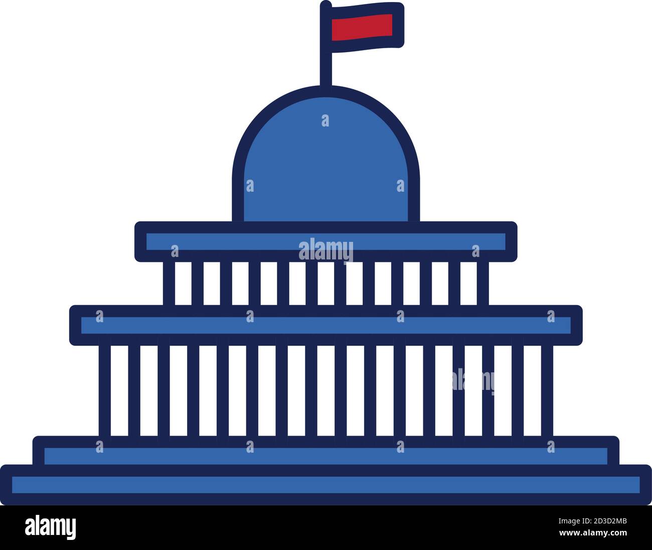 Usa building with flag line and fill style icon design, United states ...