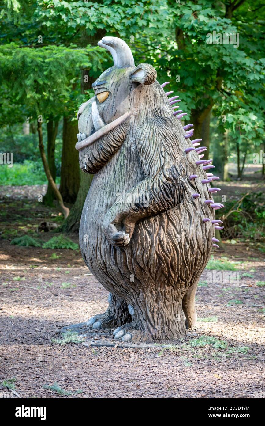 A wood carving of a gruffalo a children's cartoon character in Thetford ...