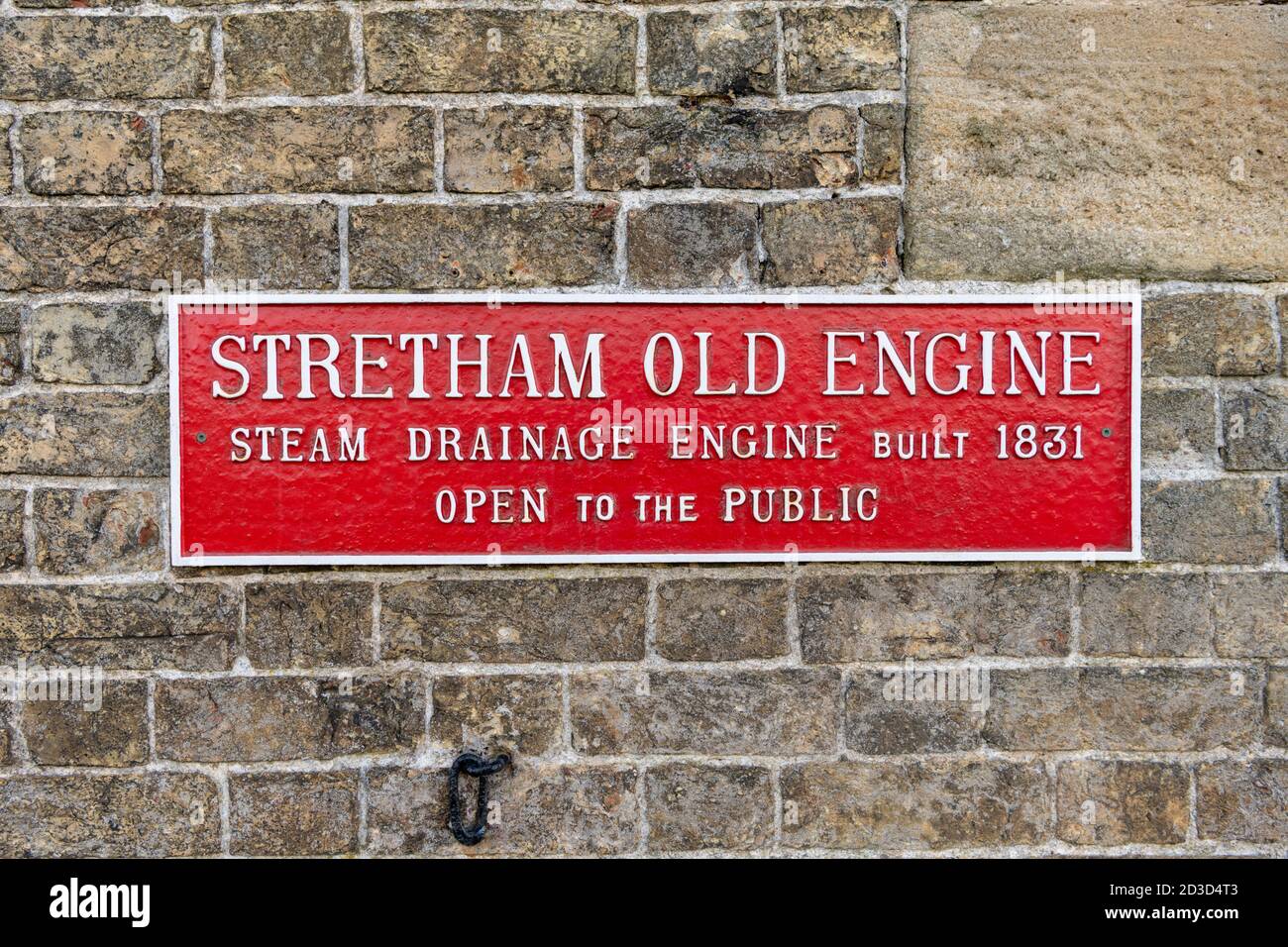 A sign on the wall at Stretham Old Engine, and old steam pumping ...