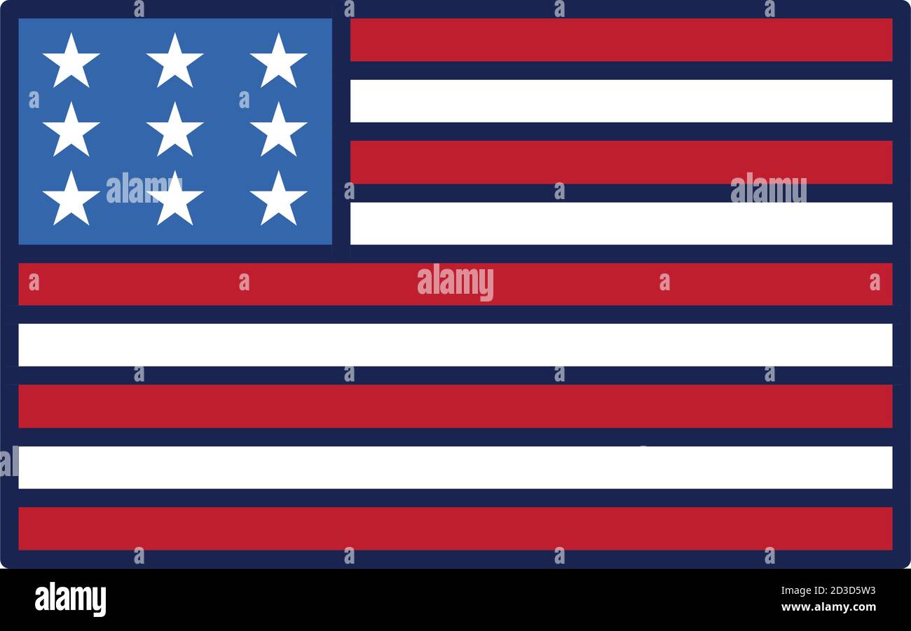 Usa flag line and fill style icon design, United states of america ...
