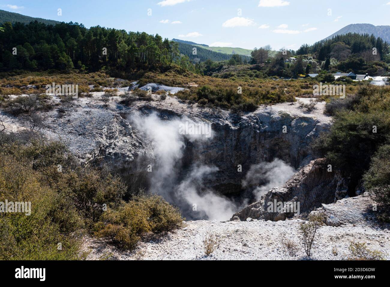 Thermal pools with mist rising from the heated water pools Stock Photo ...