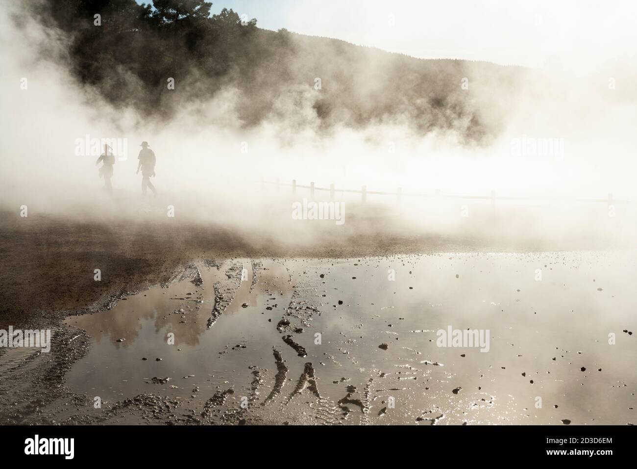 Thermal pools with mist rising from the heated water pools Stock Photo ...