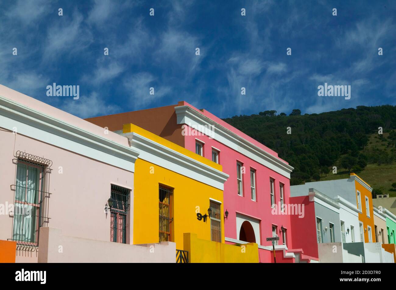 Colourful houses in the historic Bo Kaap district in central Cape Town ...