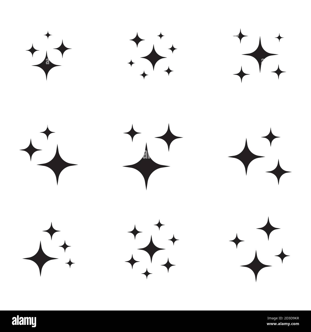Set of shine icons, Clean star icons. Star icons. Twinkling stars. Sparkles, shining burst ...