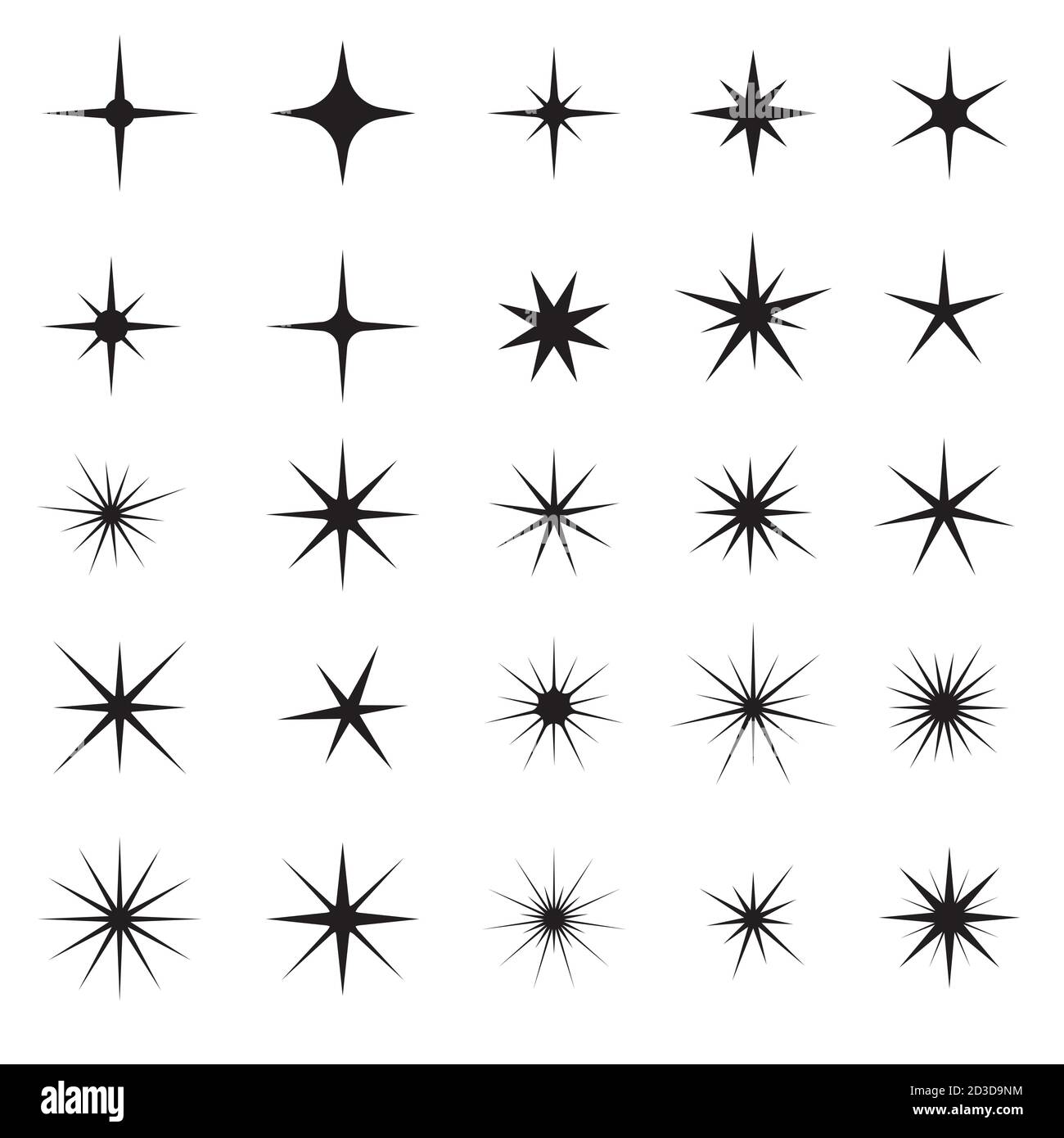 Set of shine icons, Clean star icons. Star icons. Twinkling stars ...
