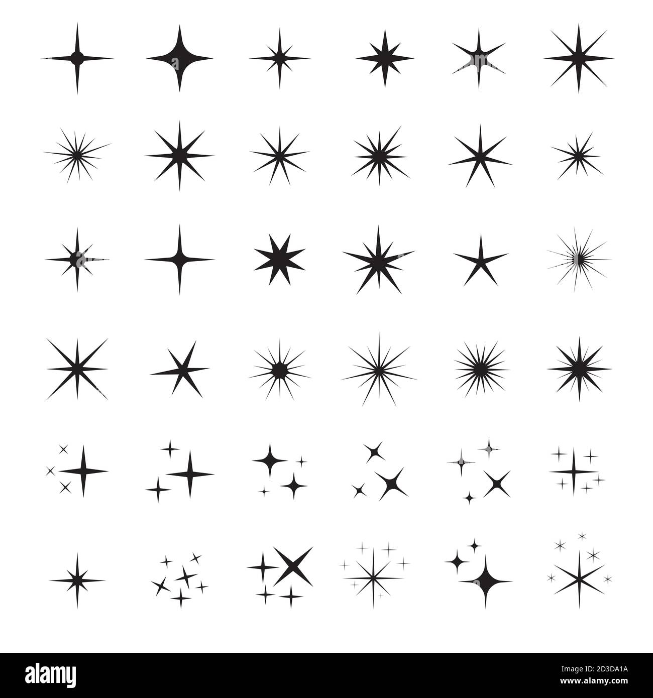 Set of shine icons, Clean star icons. Star icons. Twinkling stars. Sparkles, shining burst ...