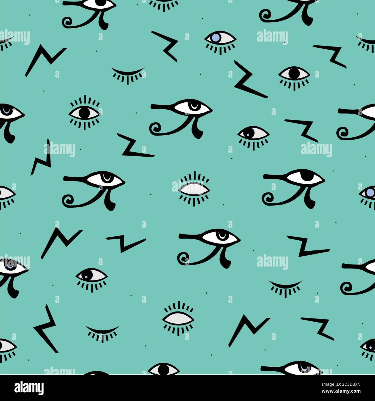 Third Eye Seamless pattern. Yellow, blue and black colors. Seamless ...