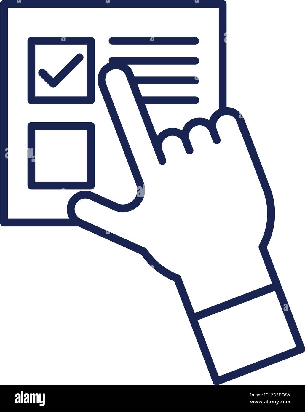 Vote paper with check mark and hand line style icon design, President ...
