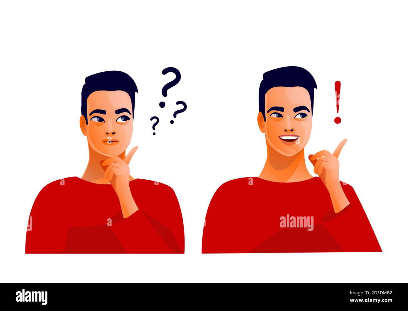 Thinking man. Happy male face, , ideas, clever guy Stock Vector Image ...