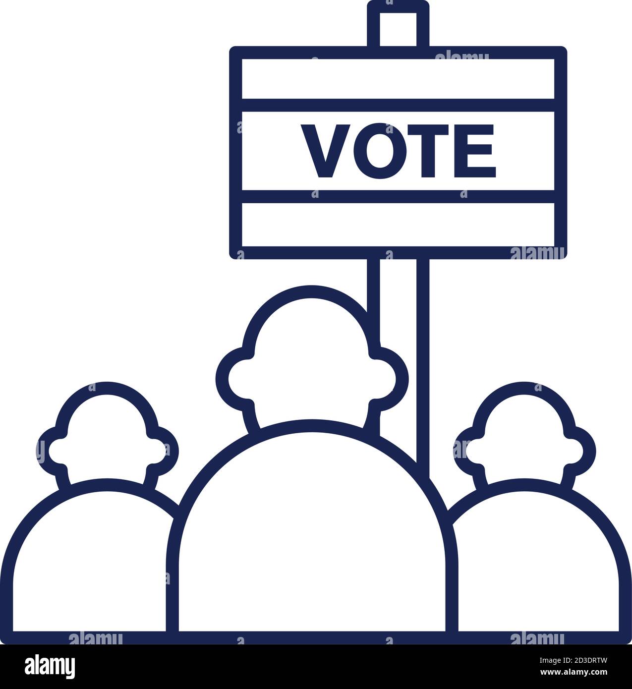 Vote banner and people line style icon design, President election ...