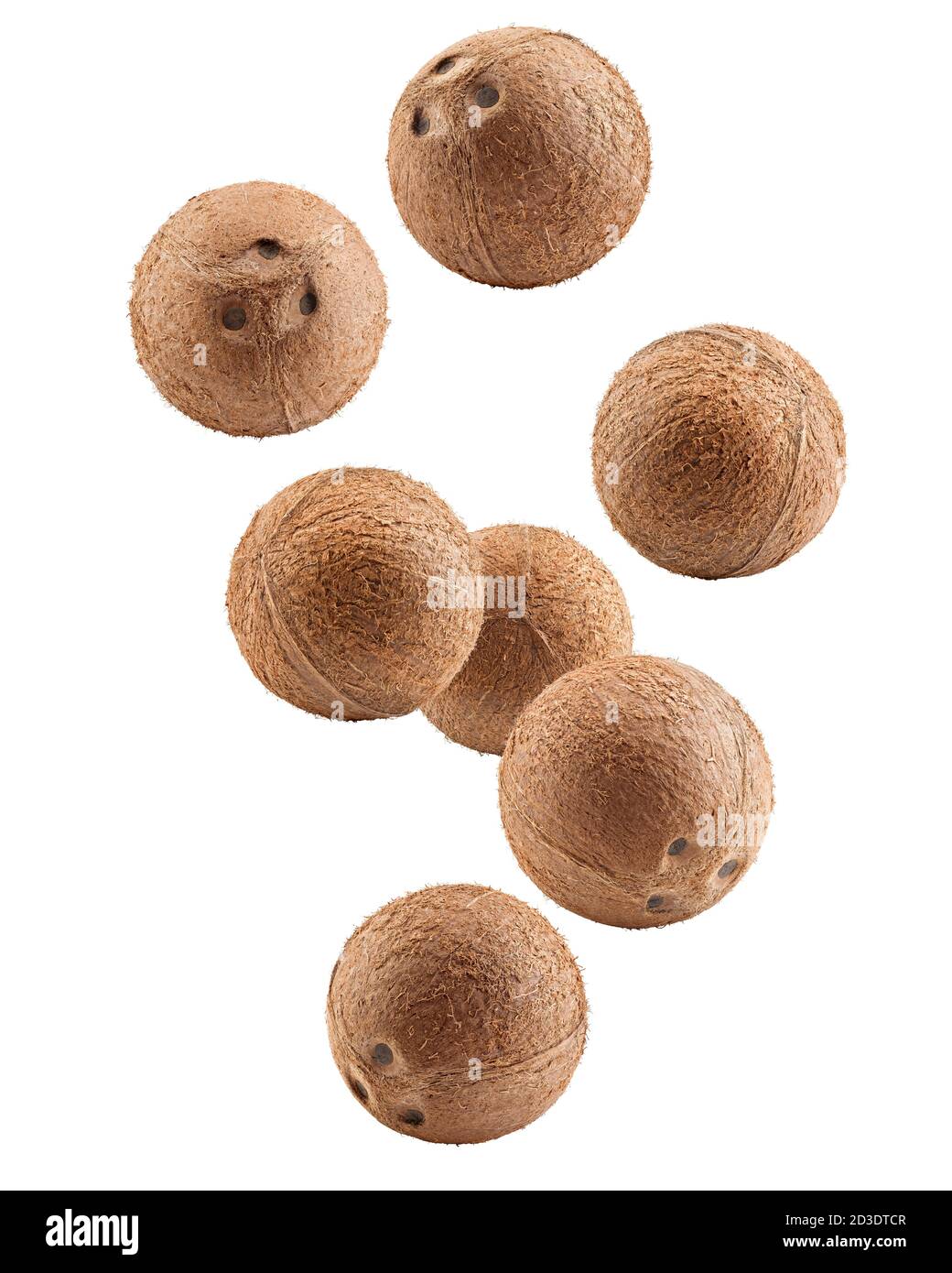 Falling coconuts whole, isolated on white background, clipping path ...