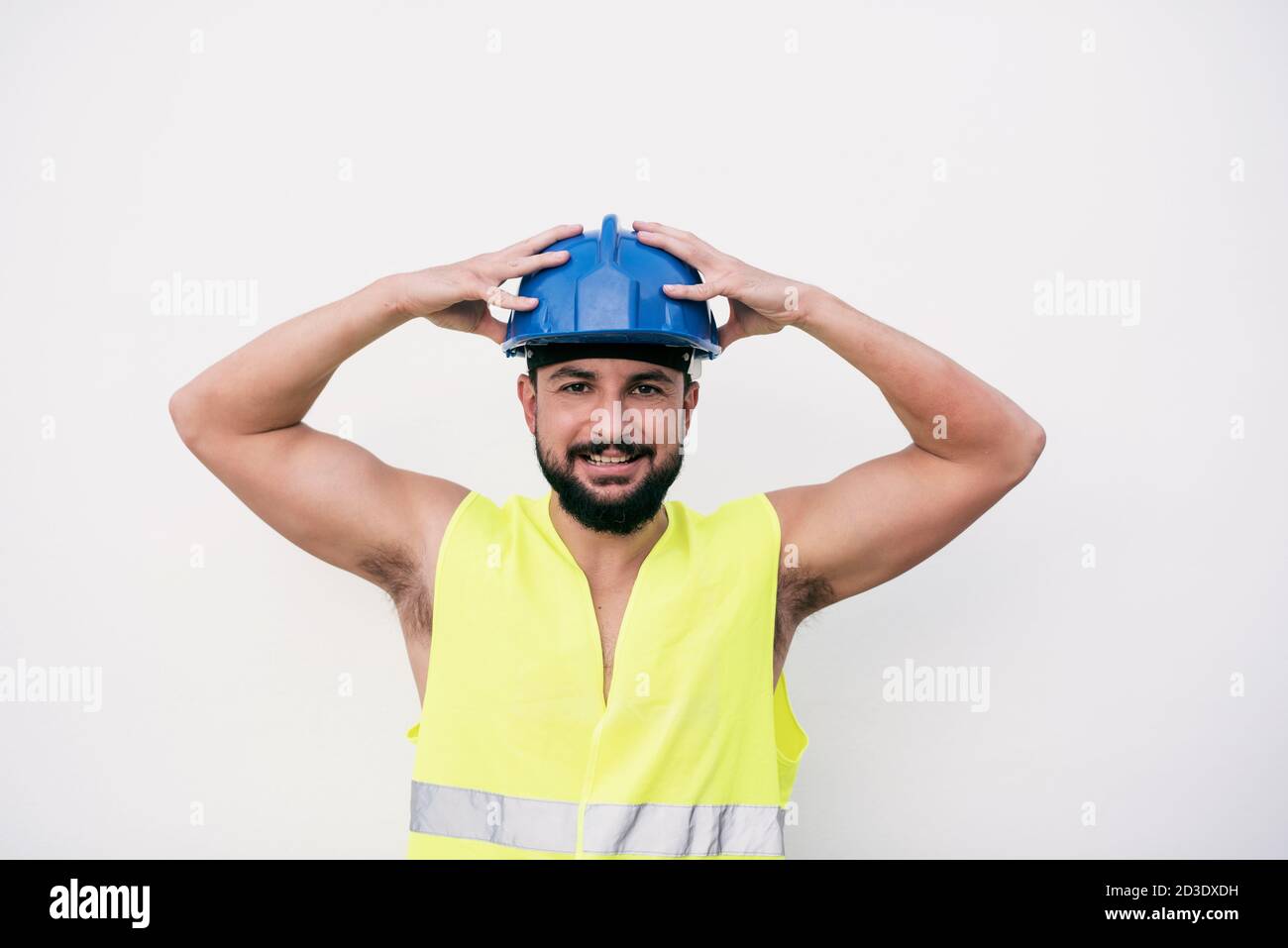 Construction Worker With Muscular Arms High Resolution Stock ...