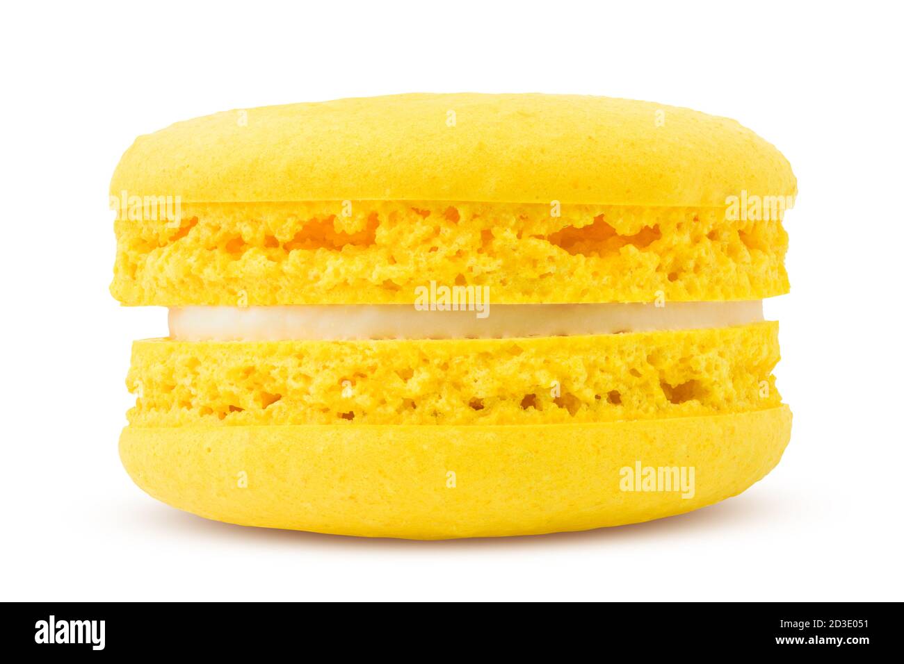 yellow macaroon isolated on white background, clipping path, full depth ...