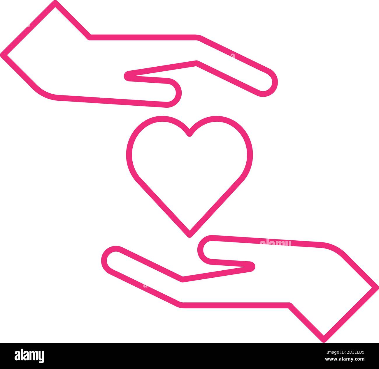Heart between hands line style icon design of love passion and romantic ...