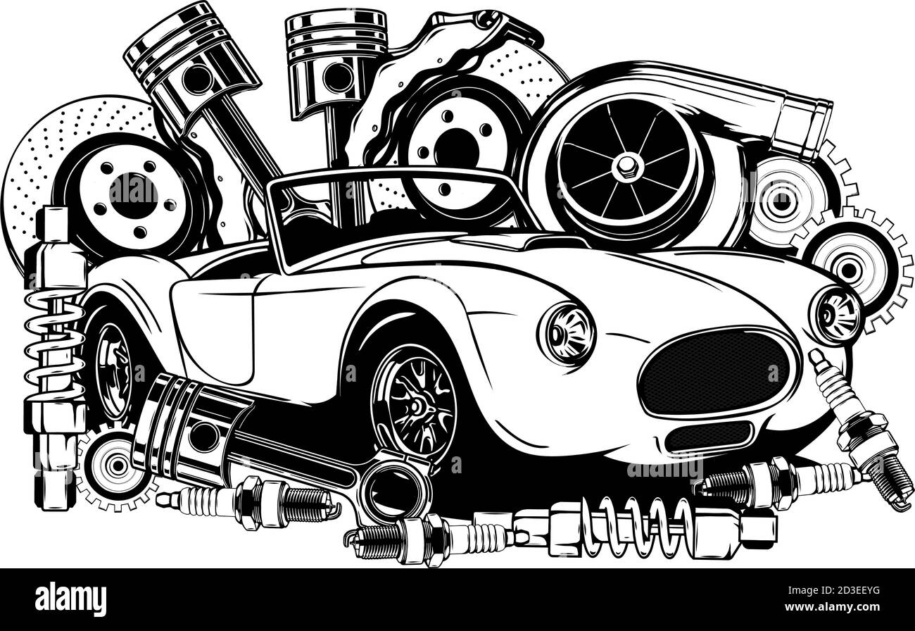 Vintage car white steering Stock Vector Images - Alamy