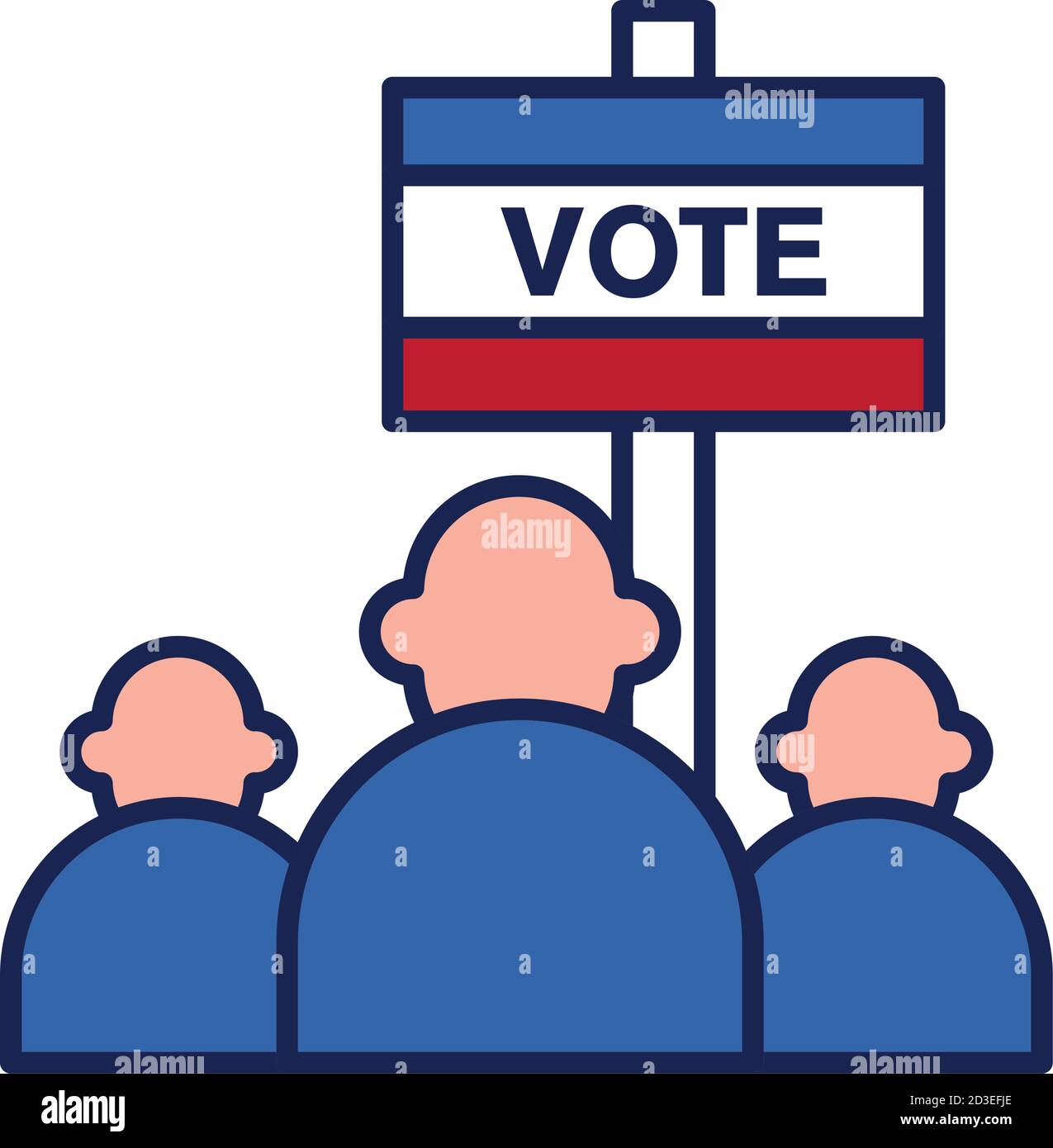 Vote banner and people line and fill style icon design, President ...