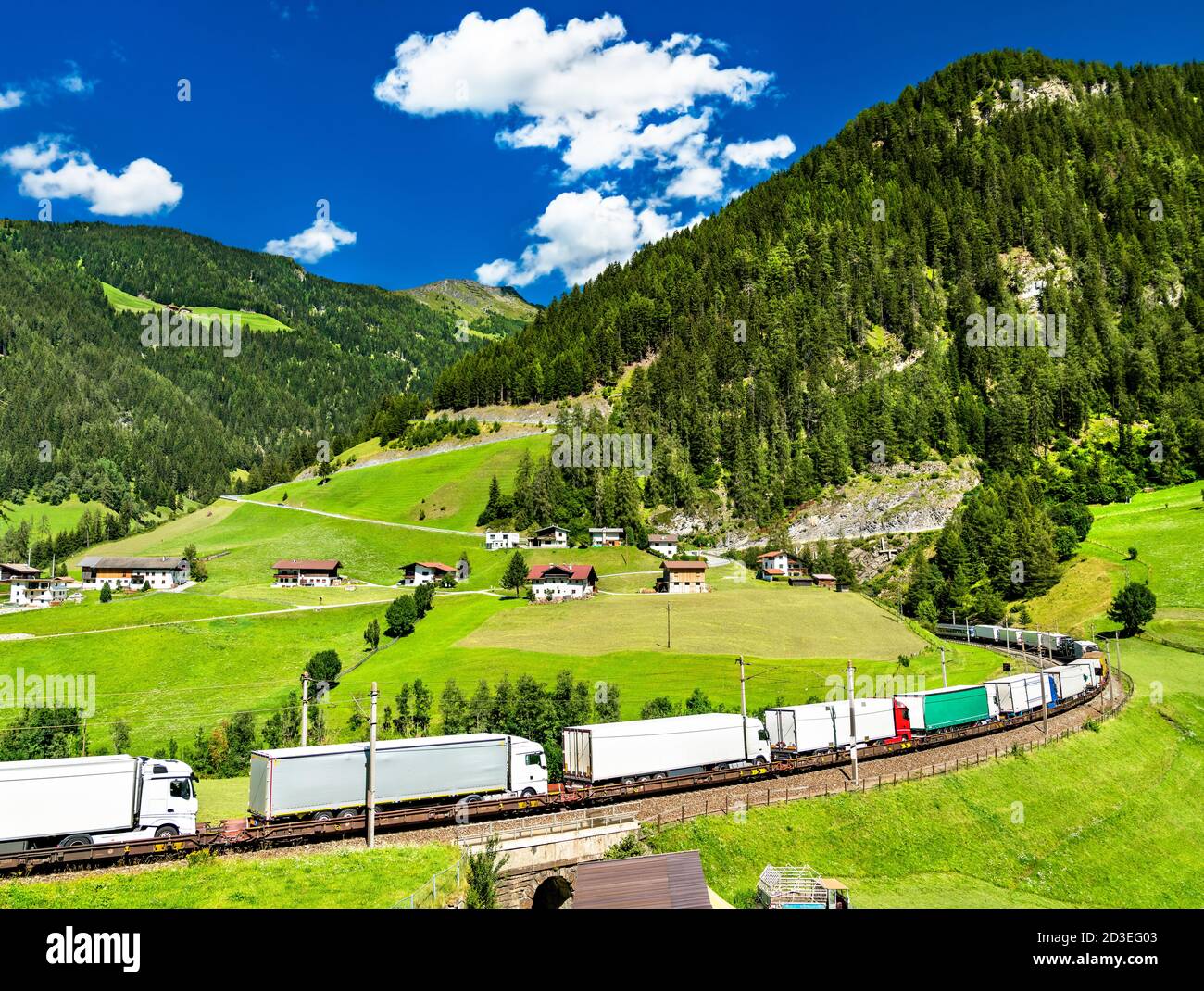 Trucks crossing the Alps by rail in Austria Stock Photo - Alamy
