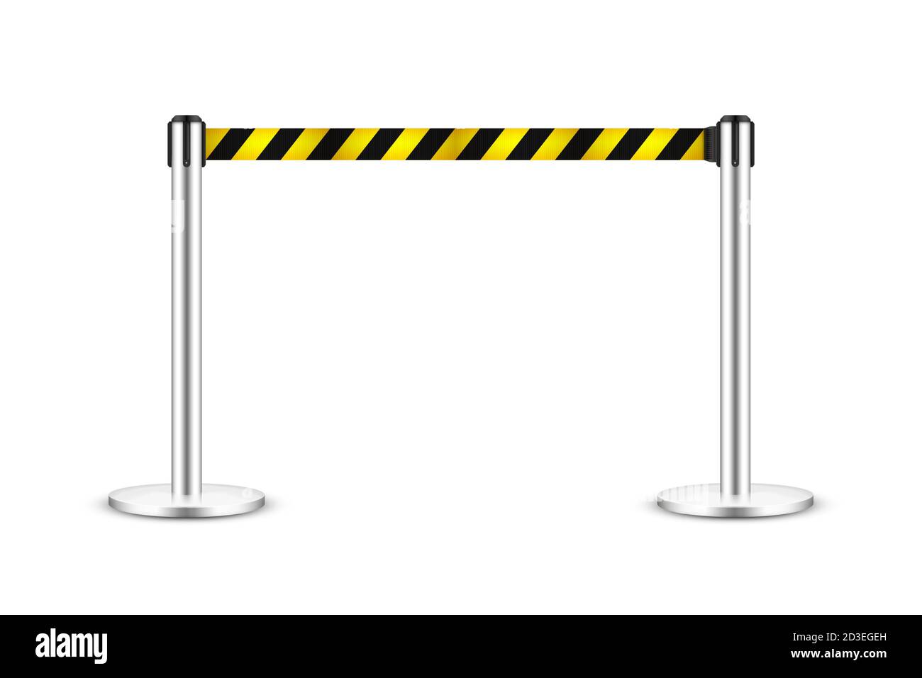Realistic vector retractable belt stanchion. Crowd control barrier ...