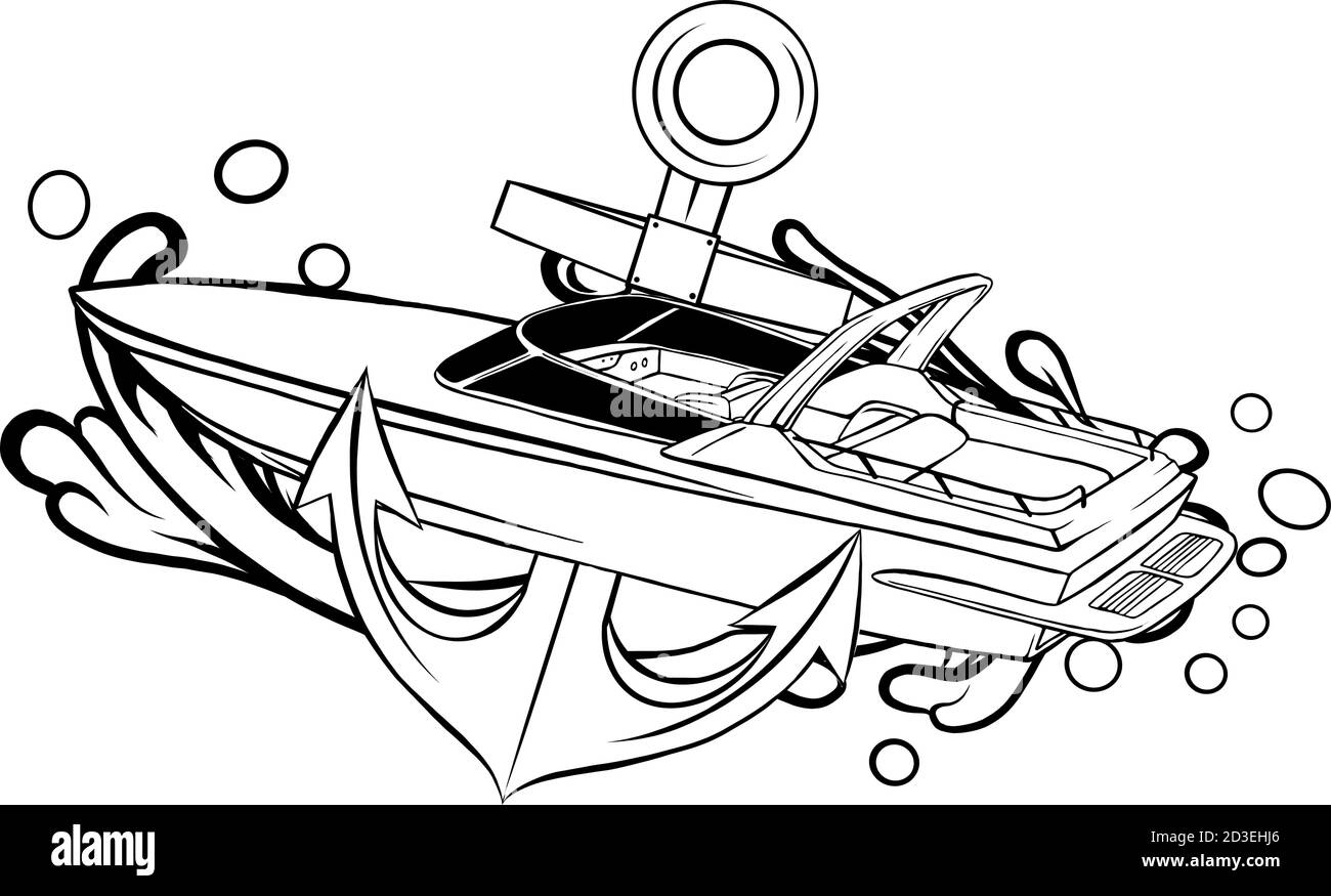 Vector Illustration with Boat Graphics on White Background Stock Vector ...