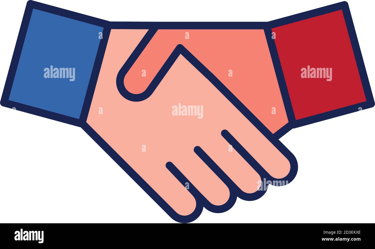 Hands shake line and fill style icon design of People meeting and ...