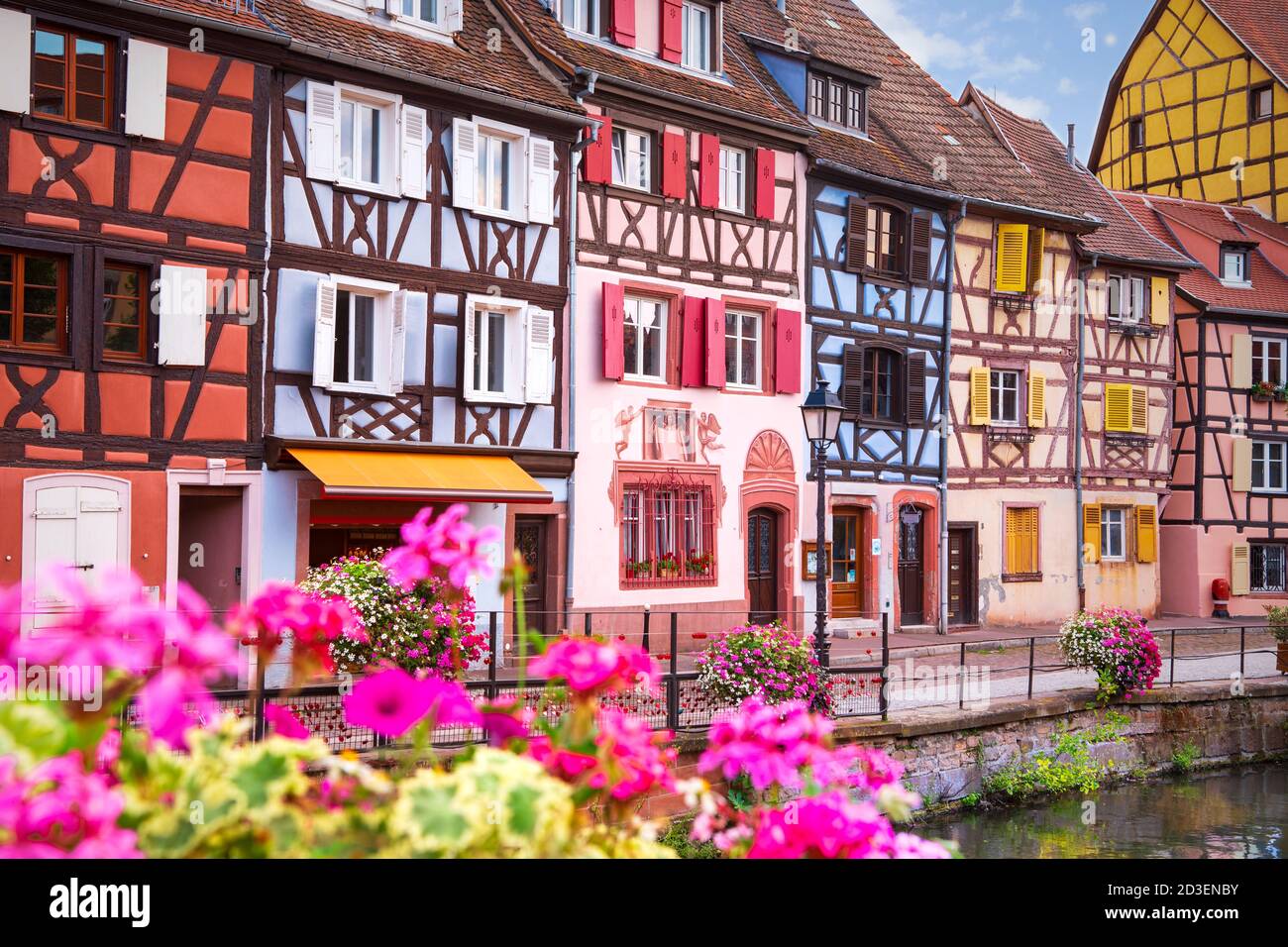 Colourful Colmar village. Close-up of timbered buildings, panorama of ...