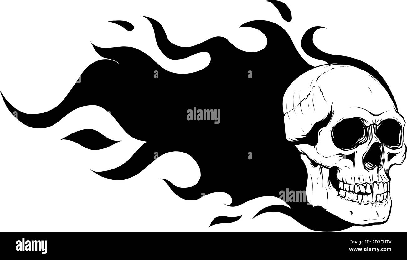 vector illustration of skull falling with fire flame Stock Vector Image ...