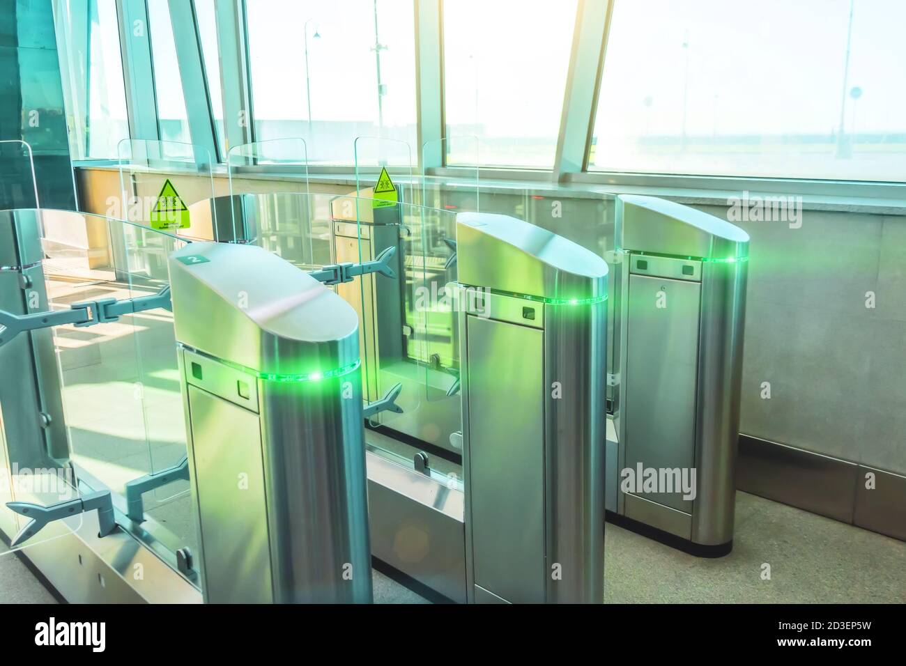 Transport turnstile, entrance and exit. green light pass allowed Stock ...