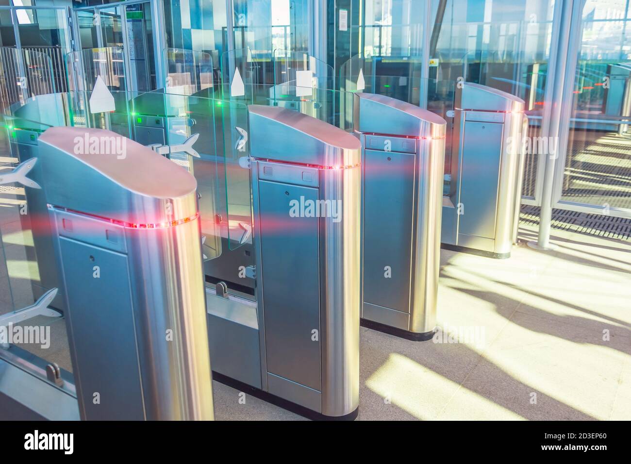 Transport turnstile, entrance and exit. red light no access Stock Photo ...