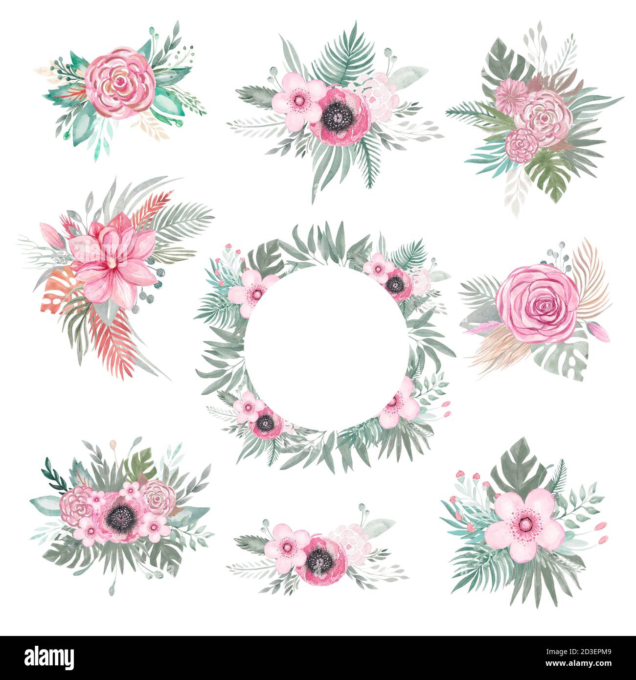 Boho tropical plants flowers Cut Out Stock Images & Pictures - Alamy