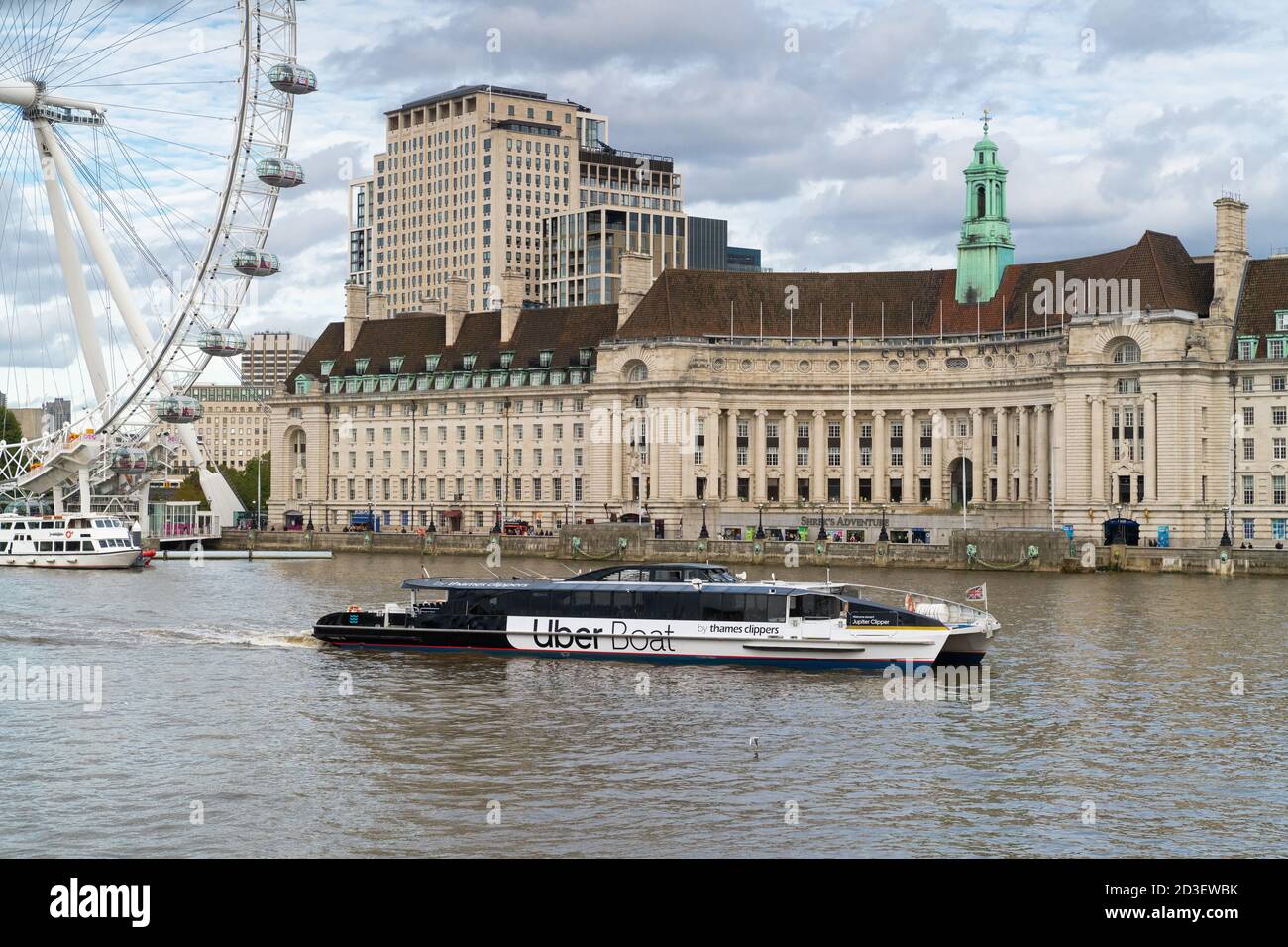 Uber boat by Thames Clippers Stock Photo - Alamy
