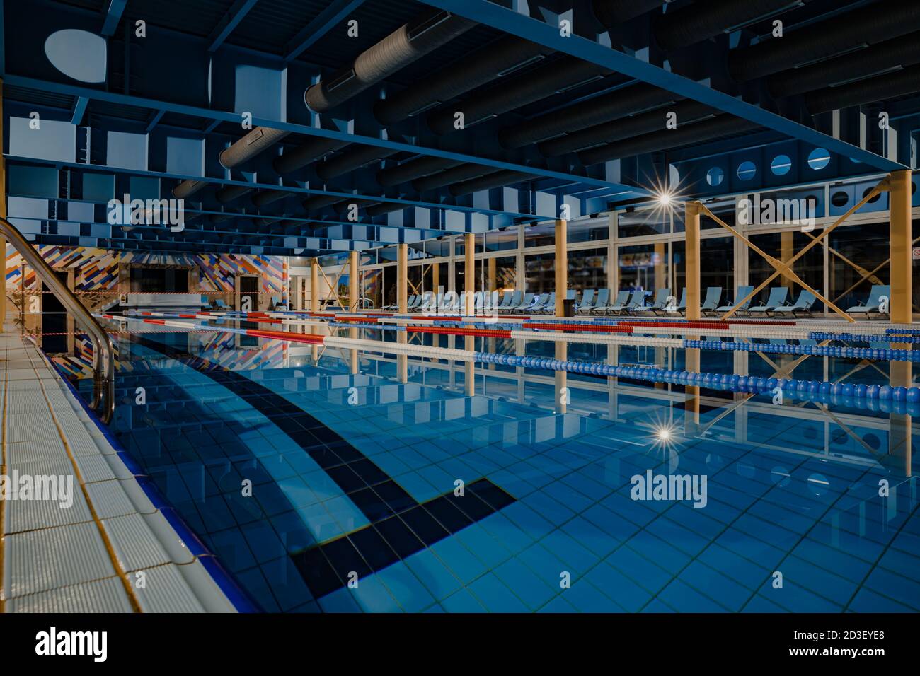 Indoor competition swimming pool whit swim lanes Stock Photo - Alamy