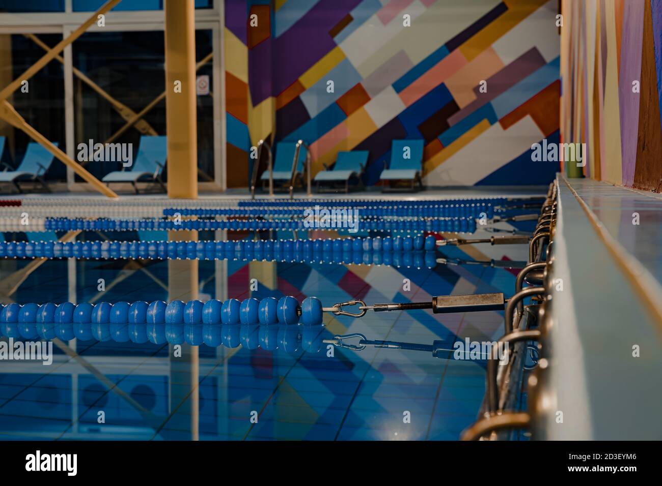 Indoor competition swimming pool whit swim lanes Stock Photo - Alamy