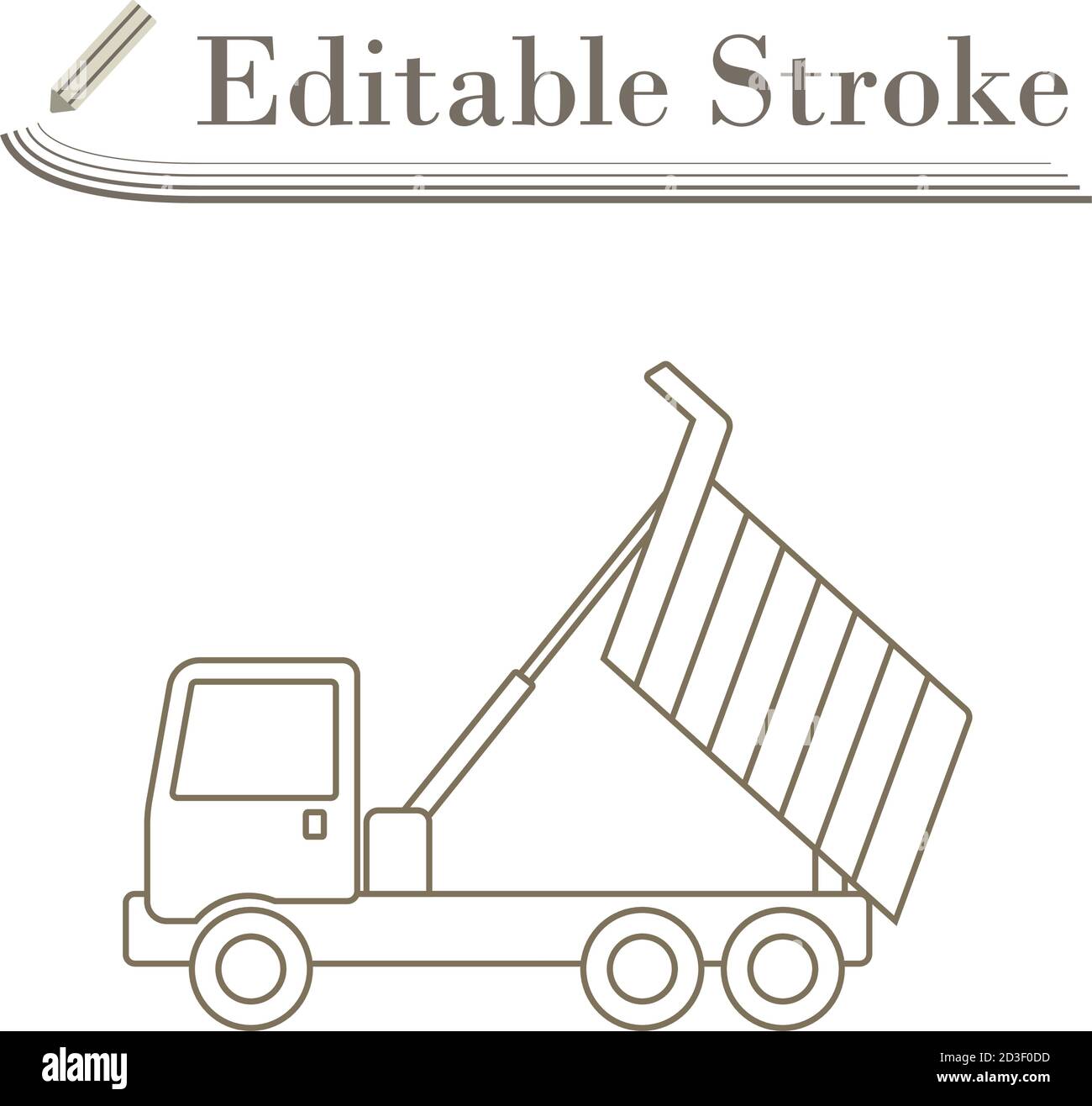 Icon Of Tipper. Editable Stroke Simple Design. Vector Illustration ...