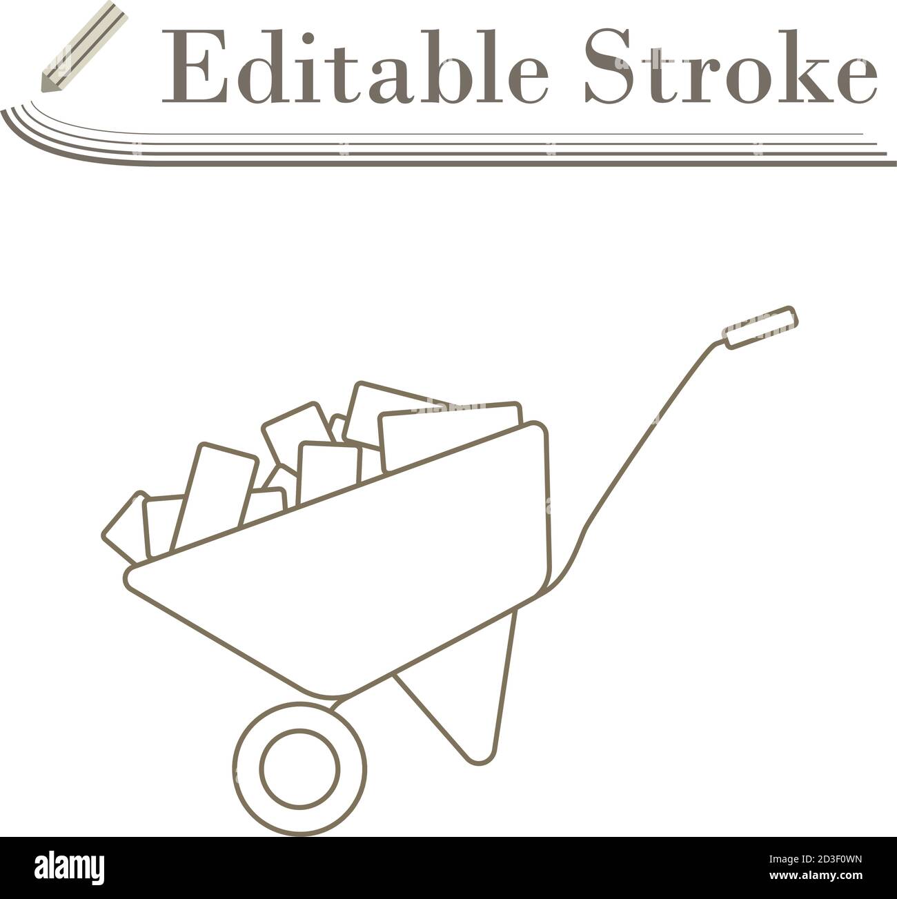 Icon Of Construction Cart. Editable Stroke Simple Design. Vector ...