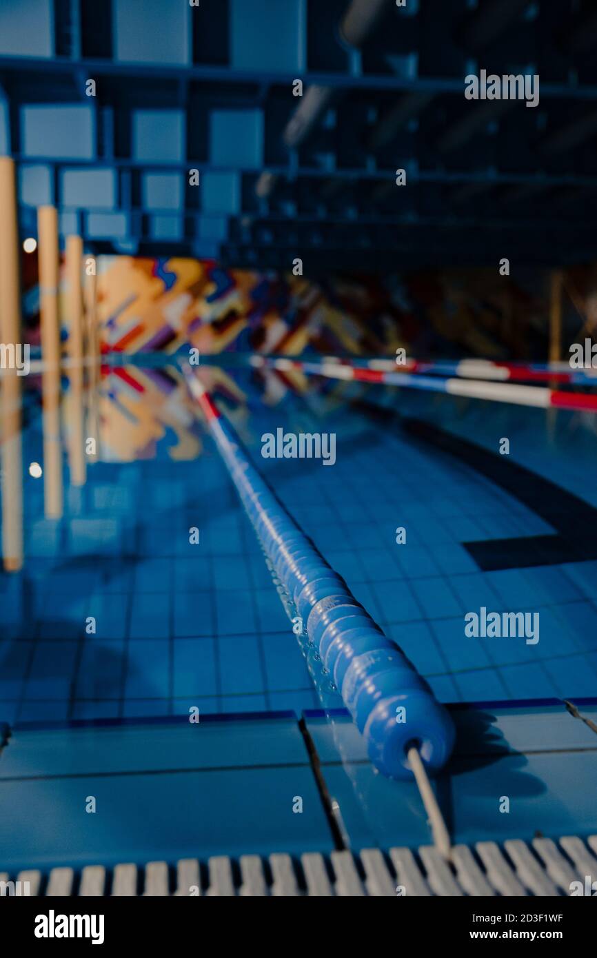 Indoor competition swimming pool whit swim lanes Stock Photo - Alamy